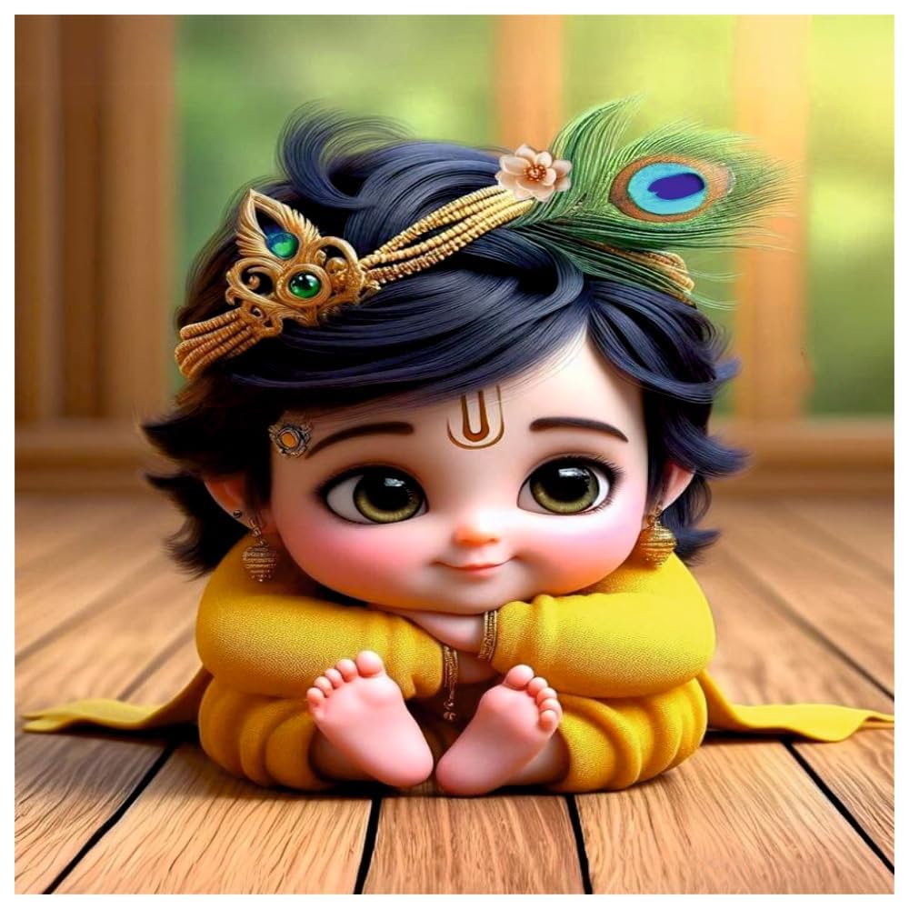 Sky Flying Lord Yellow Baby Krishna Wall Poster (K16_Poster-08) For ...