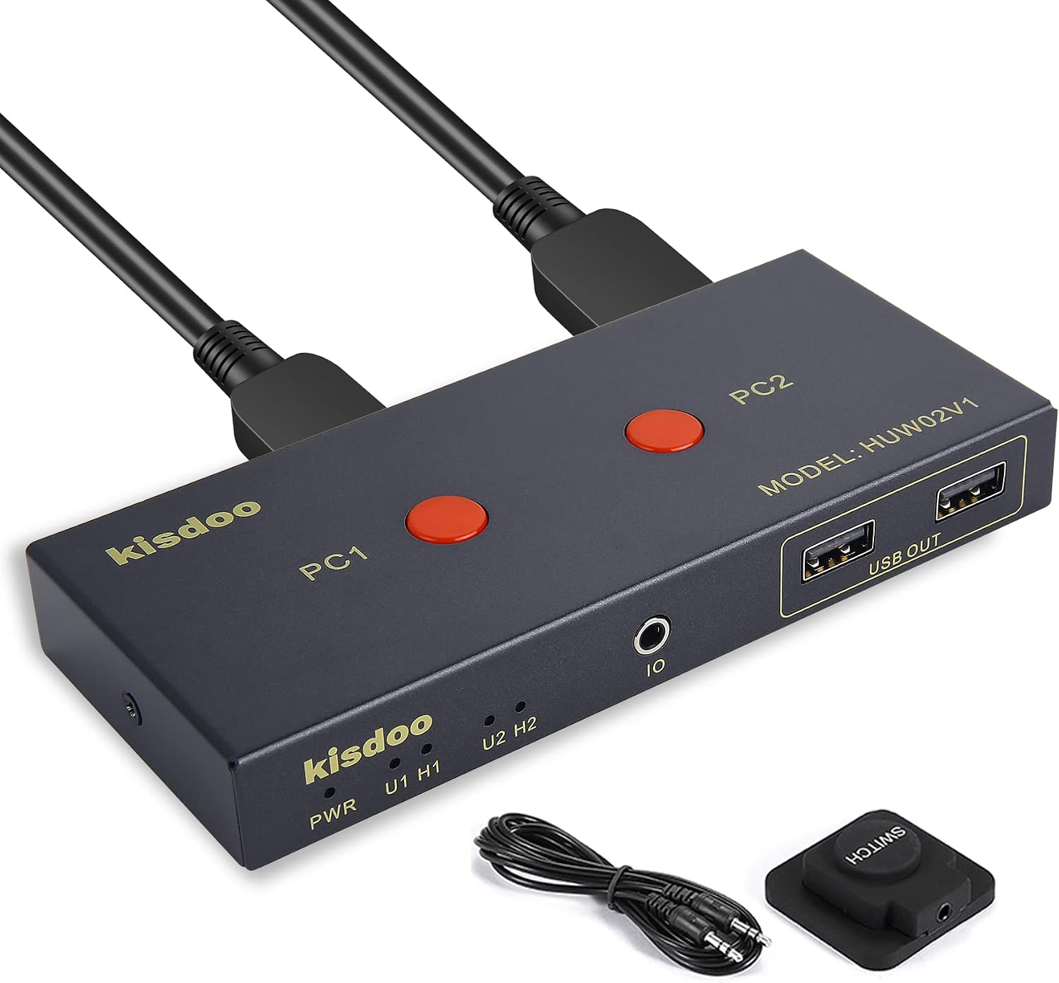 Amazon.com: HDMI 2 Monitors KVM Switch, Kisdoo 3D HDTV Computers HDMI ...