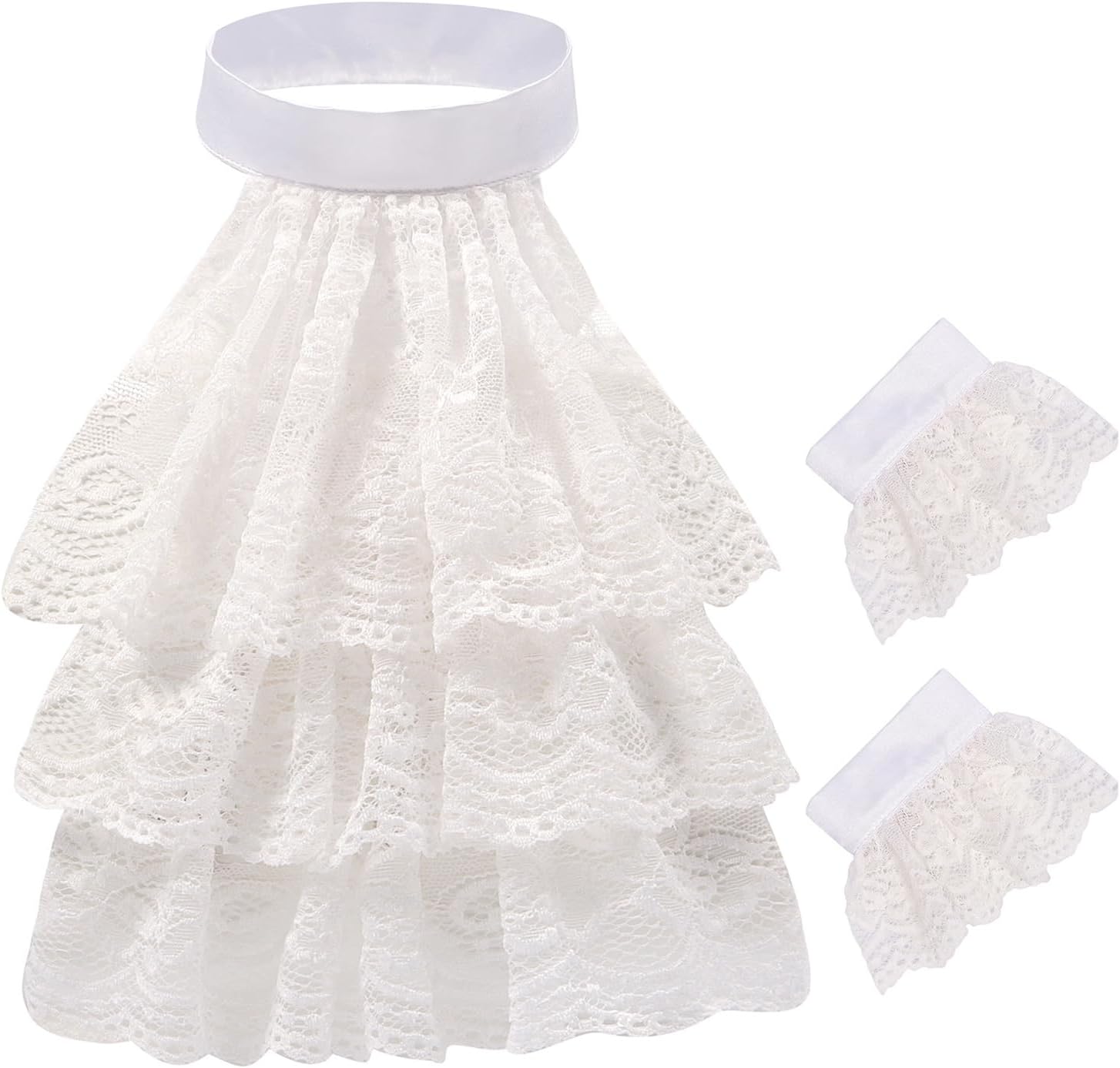 Amazon.com: FANGWORD Victorian Ruffle Tiered Lace Jabot Neck Collar and ...