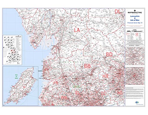 Postcode Sector Map 19 Lancashire and The Isle of Man (Paper): Amazon ...