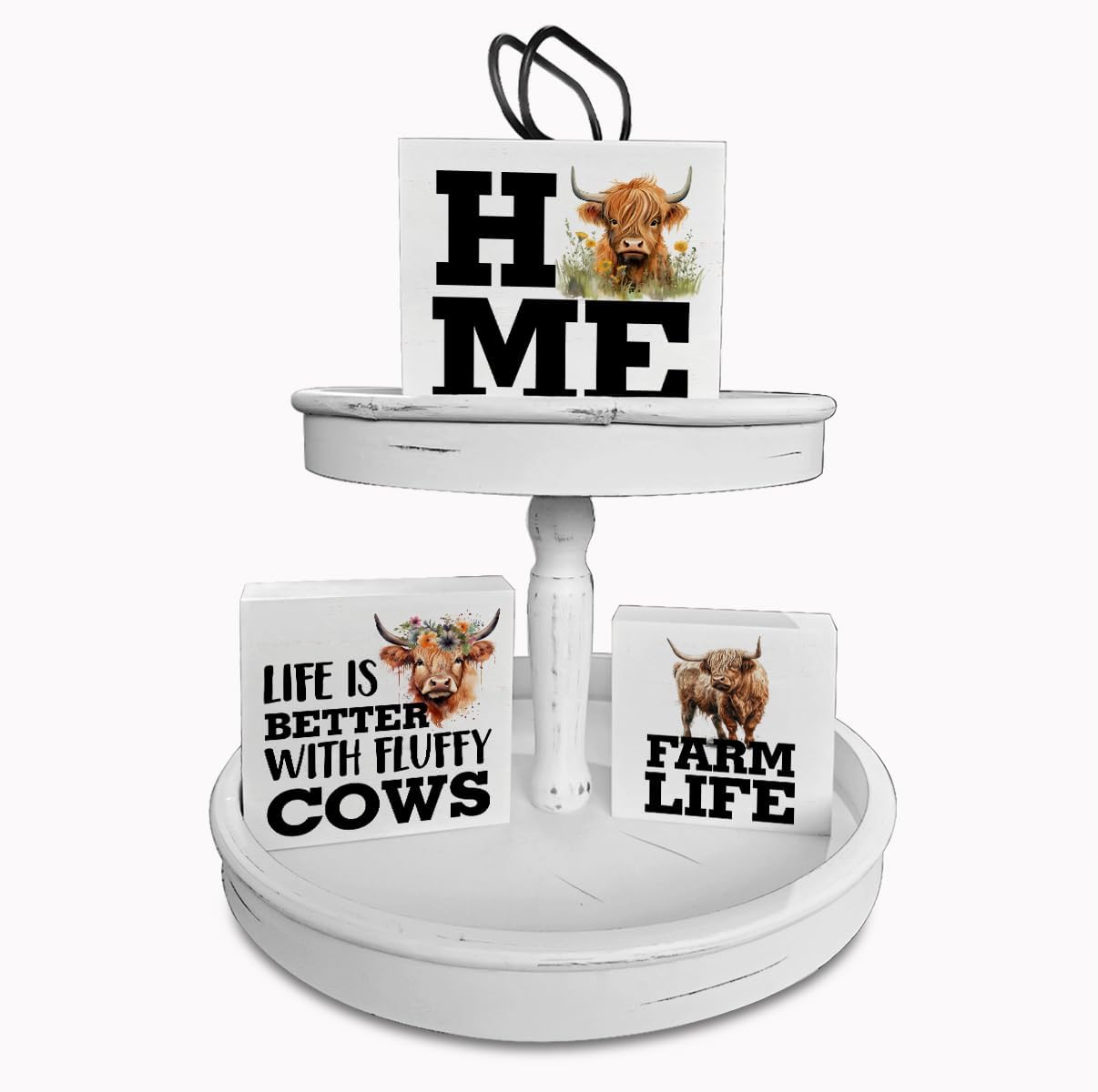 Amazon.com: Rustic Cows Wooden Box Signs 3 Pieces Farm Cows Sayings ...
