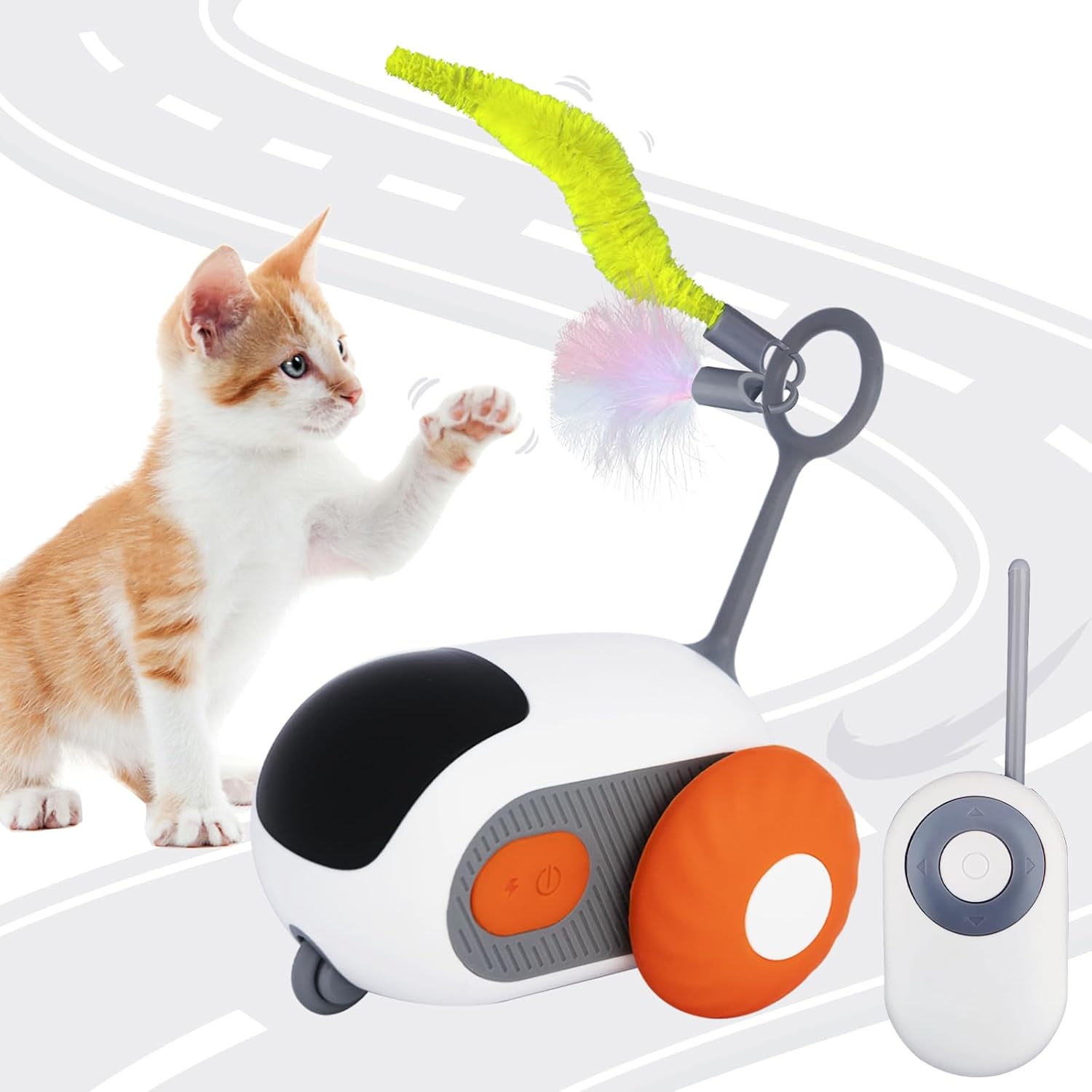 Amazon.com : LELEAN Remote Control Cat Toy for Indoor Interactive Tail ...