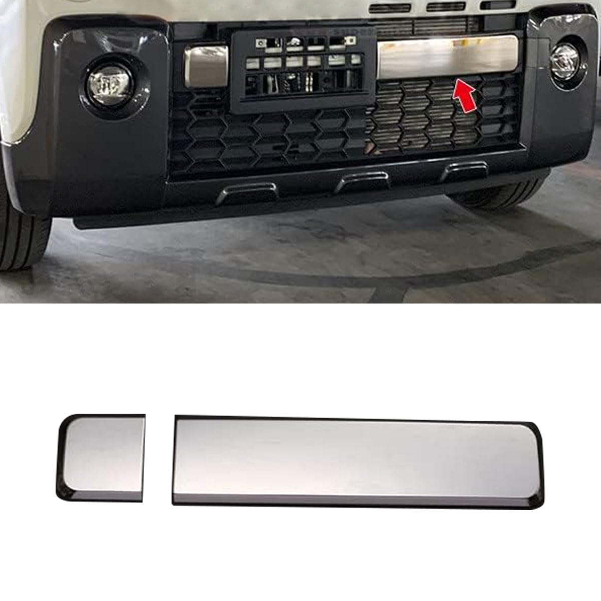 Amazon | スズキ スペーシア ギア MK53S SPACIA GEAR MK53 2019年 外装フロントナンバープレートガーニッシュ ナンバープレートカバー ステンレス製 鏡面仕上げ ...