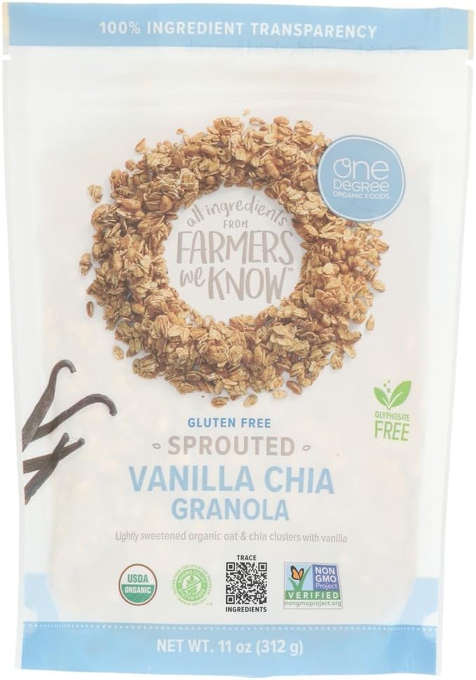 Amazon.com: One Degree Organic Sprouted Granola Vanilla Chia, Non GMO ...