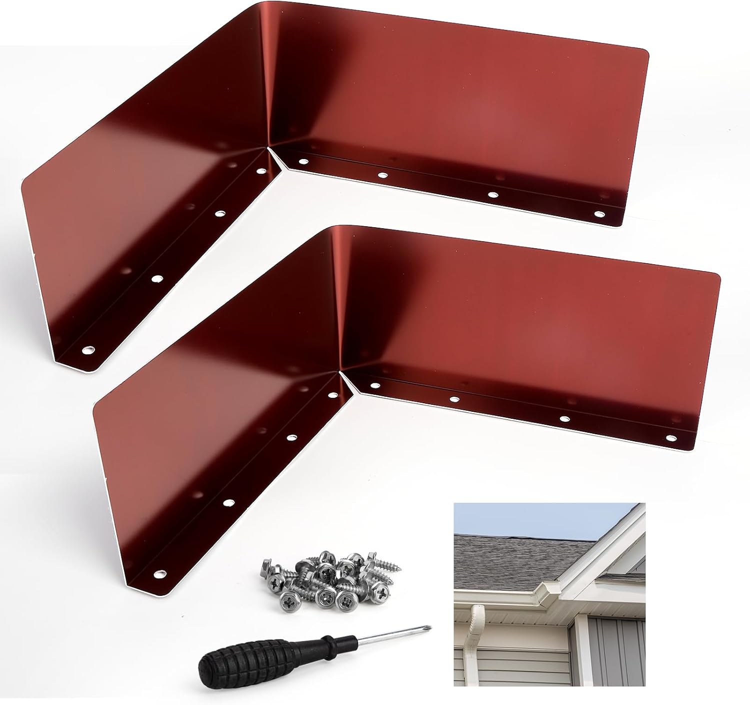 Aoibrloy 2PCS Brown Gutter Valley Splash Guards for Rain, Aluminum Rain ...