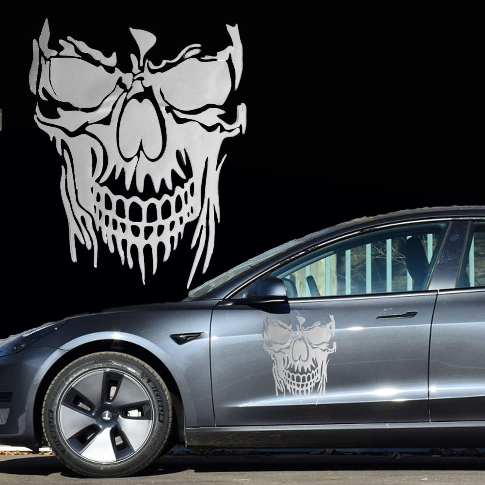 Amazon.com - JINYUNDUOSP 3D Skull Car Hood Decals Laser Skull Car ...