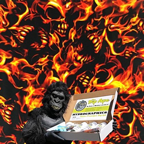 Amazon.com: Hydrographic Film Skull Dip Ape Red Fire with Skulls Flames ...