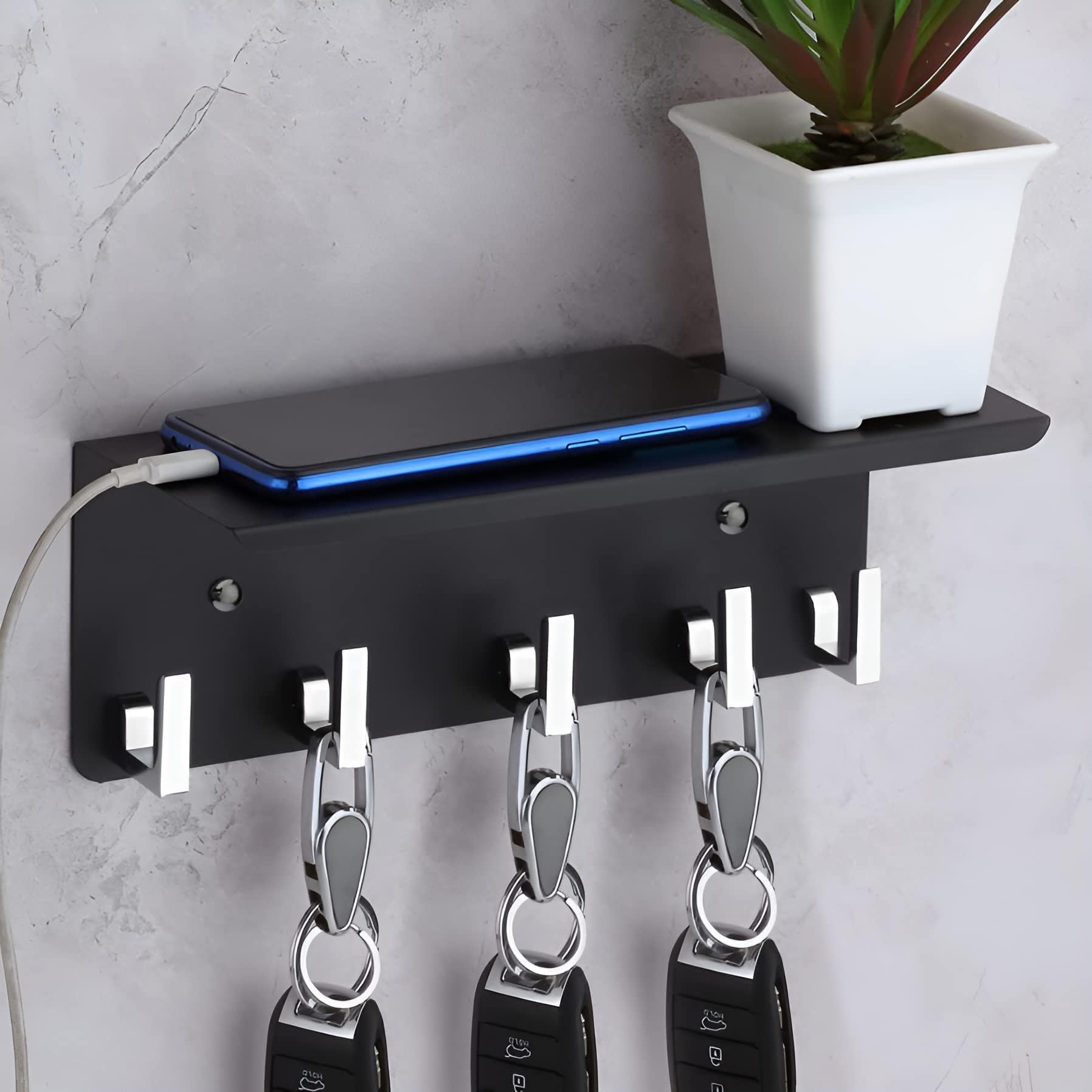 Redwud Ront Stylish Wooden Key Holder with Shelf Key Chain Holder for ...