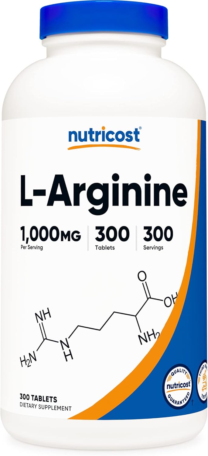 Nutricost L-Arginine 1000mg, Amino Acid Tablets (300 Tablets) : Buy ...