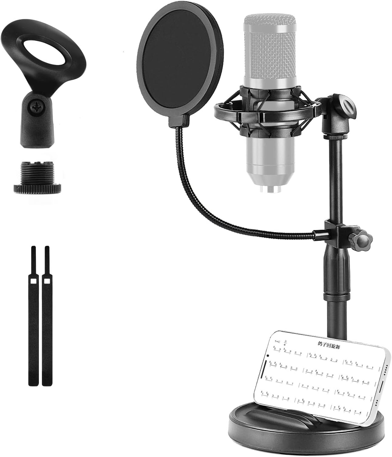 Amazon.com: BILIONE Upgraded Desktop Microphone Stand, Adjustable Mic ...