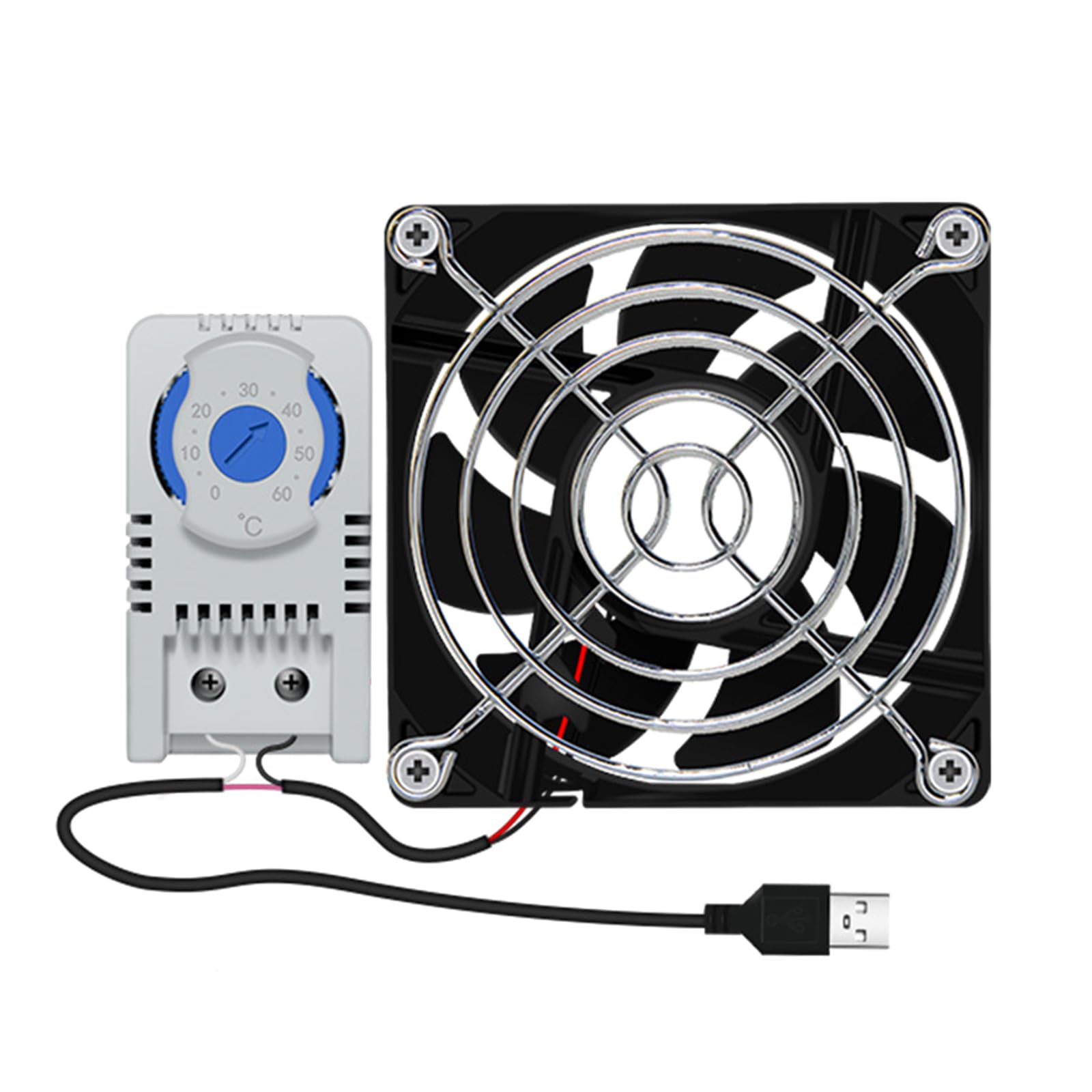AYPOHU USB Cabinet 80mm Fan Quiet Cooling Fan Systems With 0-60 ...