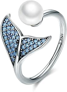 Amazon.com: RMM Pearl Open Rings 925 Sterling Silver Wrap Around ...