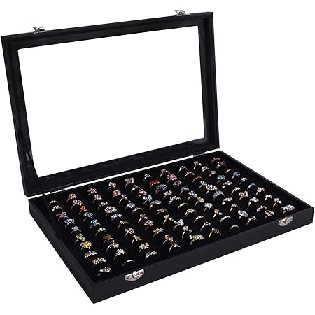 Amazon.com: 100 Slots Ring Box Storage Organizer Jewelry Ring Display ...