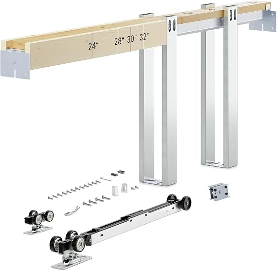 SMARTSTANDARD 36"x 80" Pocket Door Frame,Pocket Door Kit with 120LBS ...