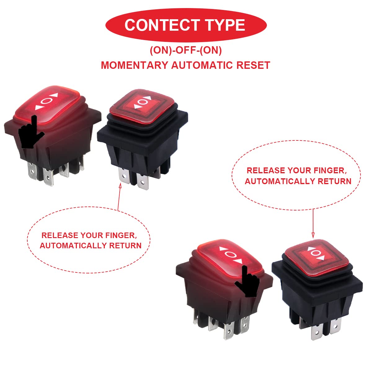 Dc Motor 4Pcs Momentary Motor Polarity Reverse Rocker Switch DC 20A 12V ...