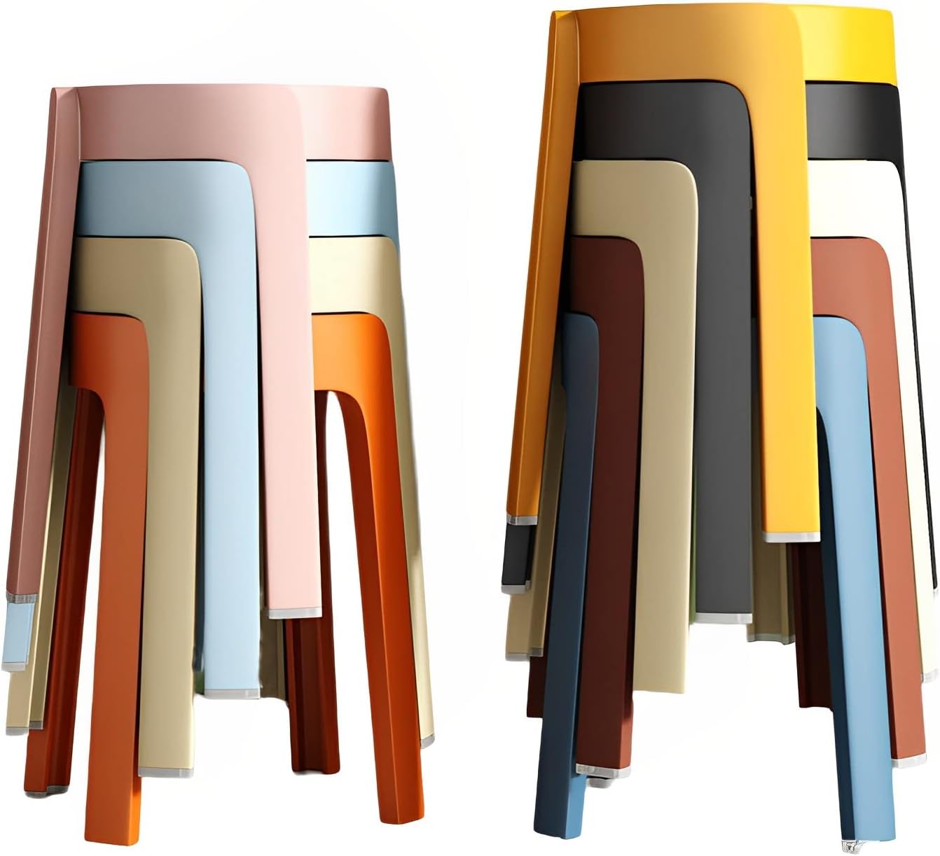 Modern Whirl Design Plastic Stacking Stools Set of 10 Round Nesting Bar ...