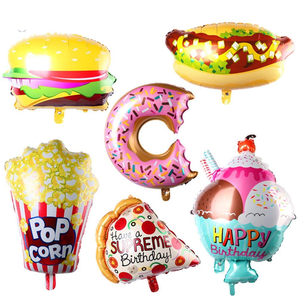 Amazon.com: AnnoDeel 6pcs Giant Popcorn Food Mylar Balloons, 25inch Ice ...