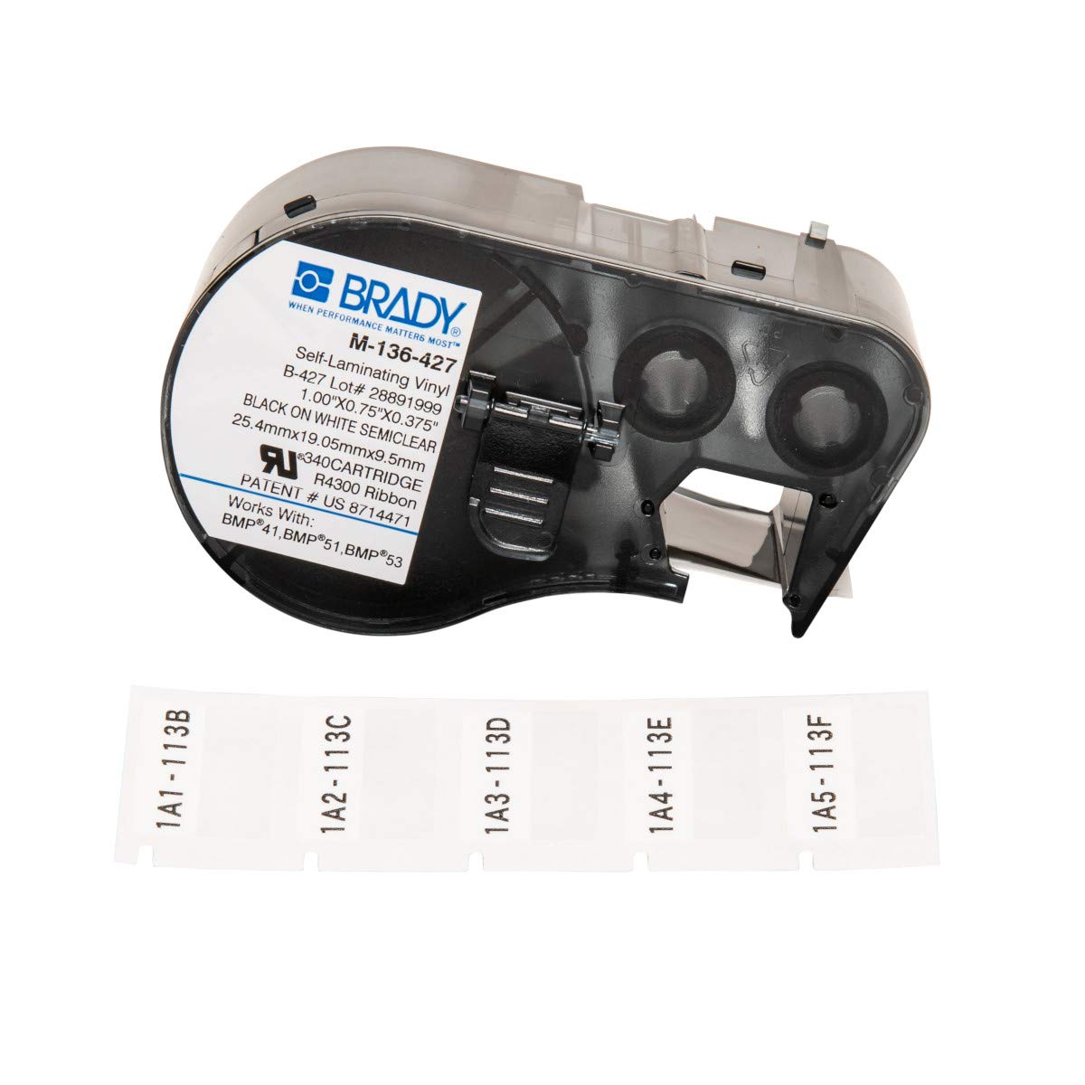 Amazon.com: Brady Self-Laminating Vinyl Label Tape - Black on White ...