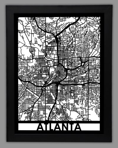Amazon.com : Large Framed City Map: Atlanta Cut Maps : Office Products