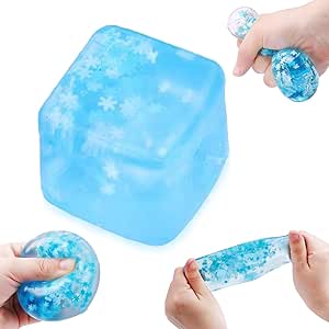 Large Ice Cube Fidget Squeeze Ball Sensory Toys, Cube Stress Ball for ...