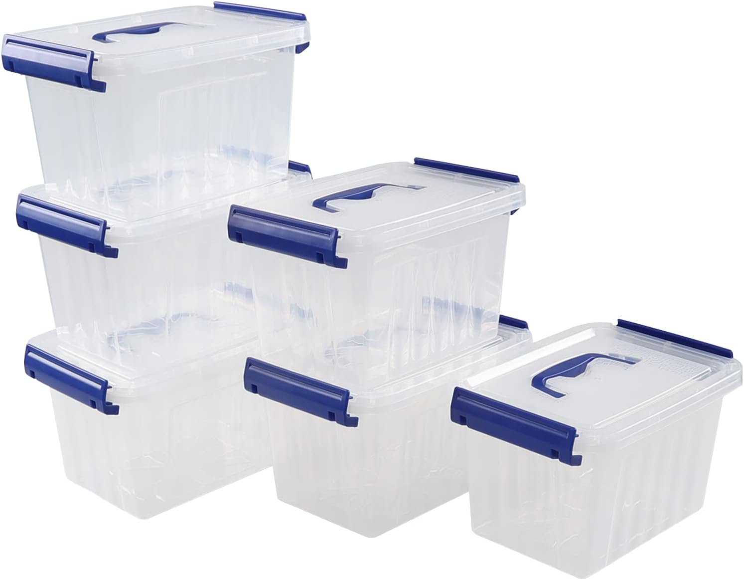 Joyeen 5.5 Liter Plastic Storage Boxes, 6-pack Plastic Clear Boxes with ...