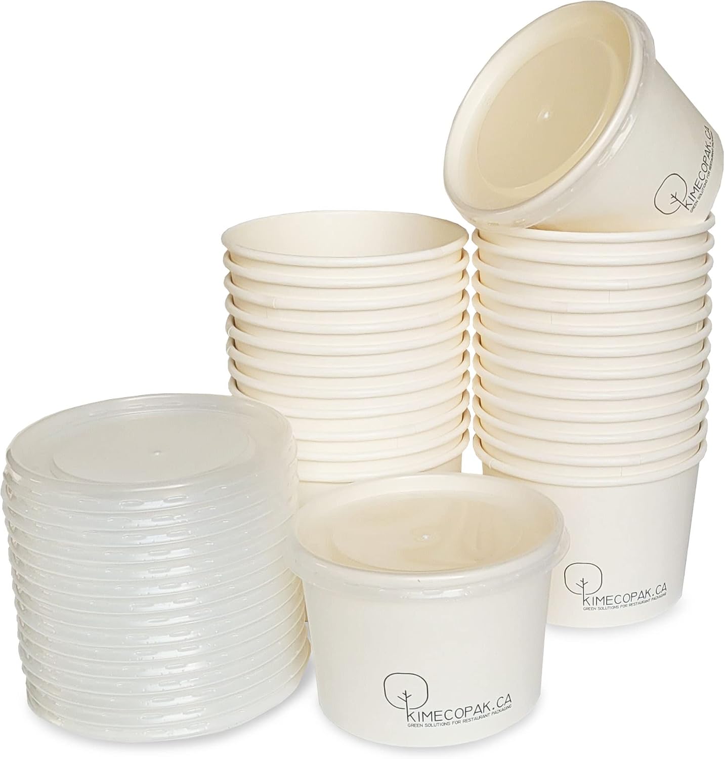 25 Pack 16oz Paper Soup Containers with Special Lid, Small Disposable ...