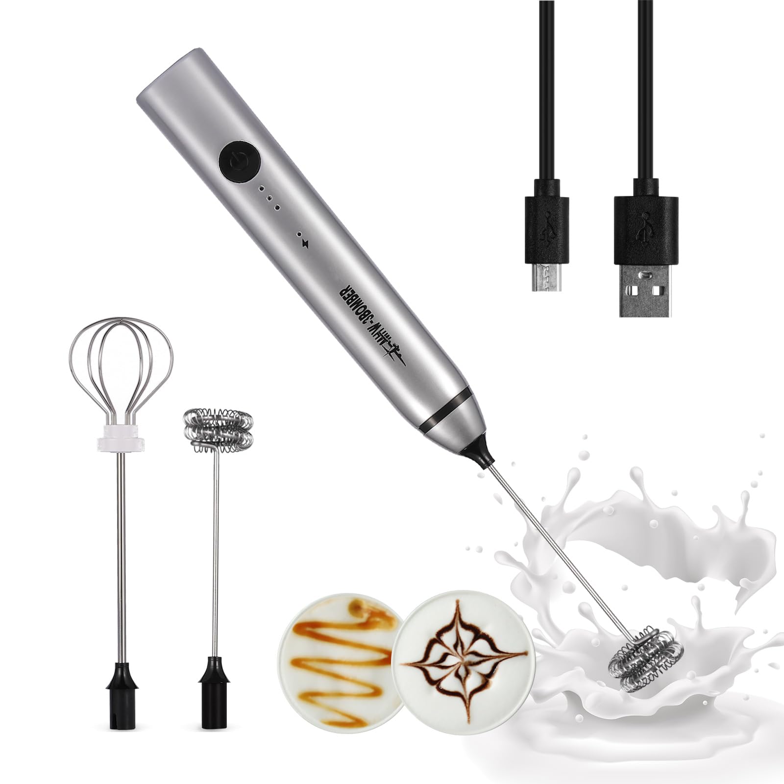 Amazon.com: MHW-3BOMBER Rechargeable Milk Frother Coffee Frother ...