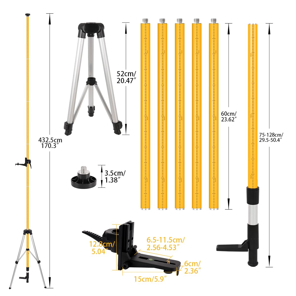 Snapklik.com : 13.8 Ft/4.2M Professional Lasers Level Pole