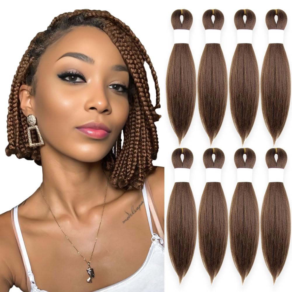 Amazon.com : KAVSORAPI Brown Braiding Hair 10 Inch Pre Stretched Hair ...