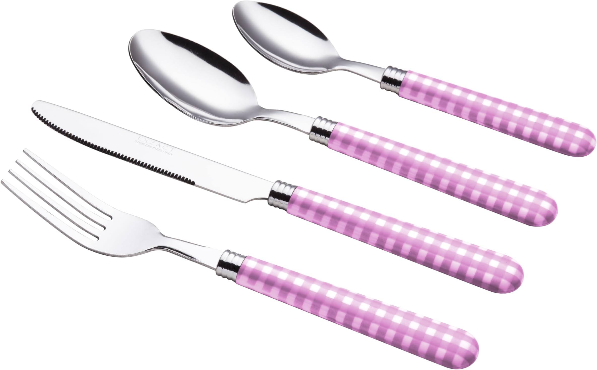 EXZACT Cutlery Set 16pcs Stainless Steel - Coloured Handles - 4 x Forks ...