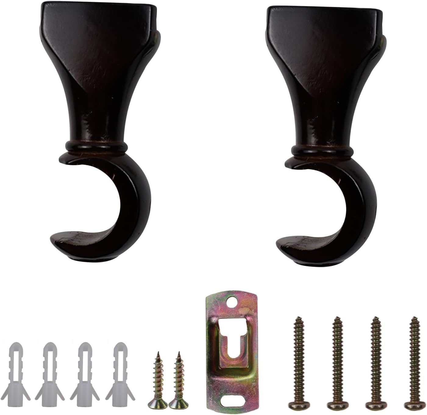 Amazon.com: Antrader Wood Curtain Rod Brackets,Dark Brown Support ...
