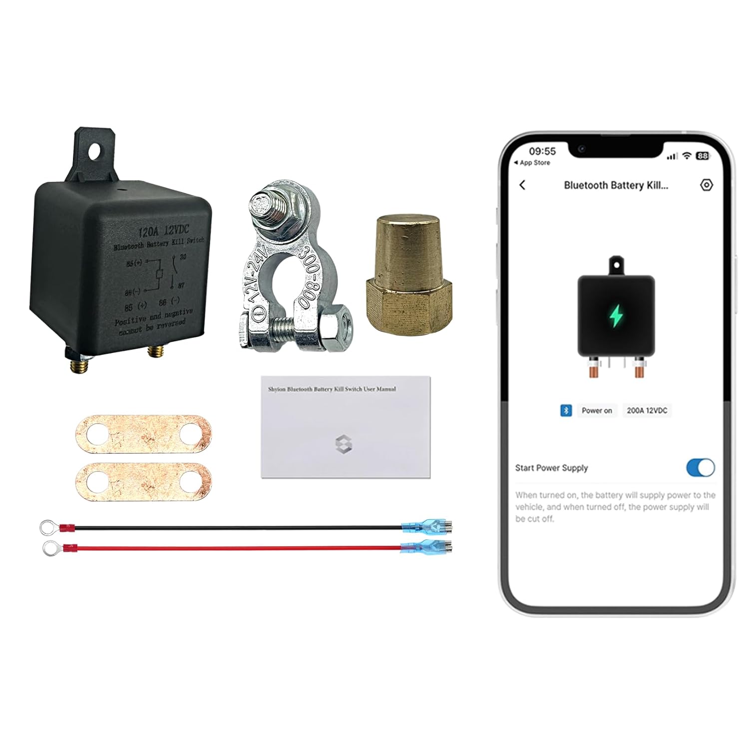 Amazon.com: Bluetooth Battery Kill Switch Kit 12V 120A Battery ...