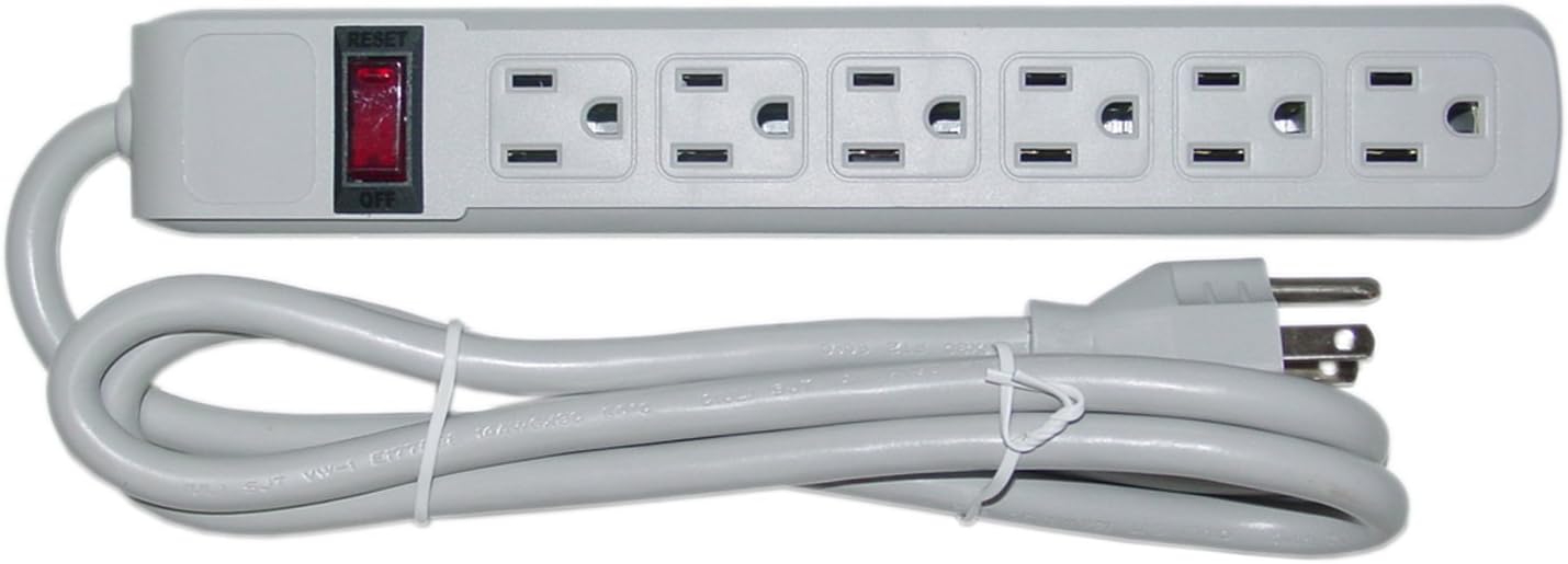 Amazon.com: Power Strip, 6 Outlet, Plastic with 4 ft cord, Horizontal ...