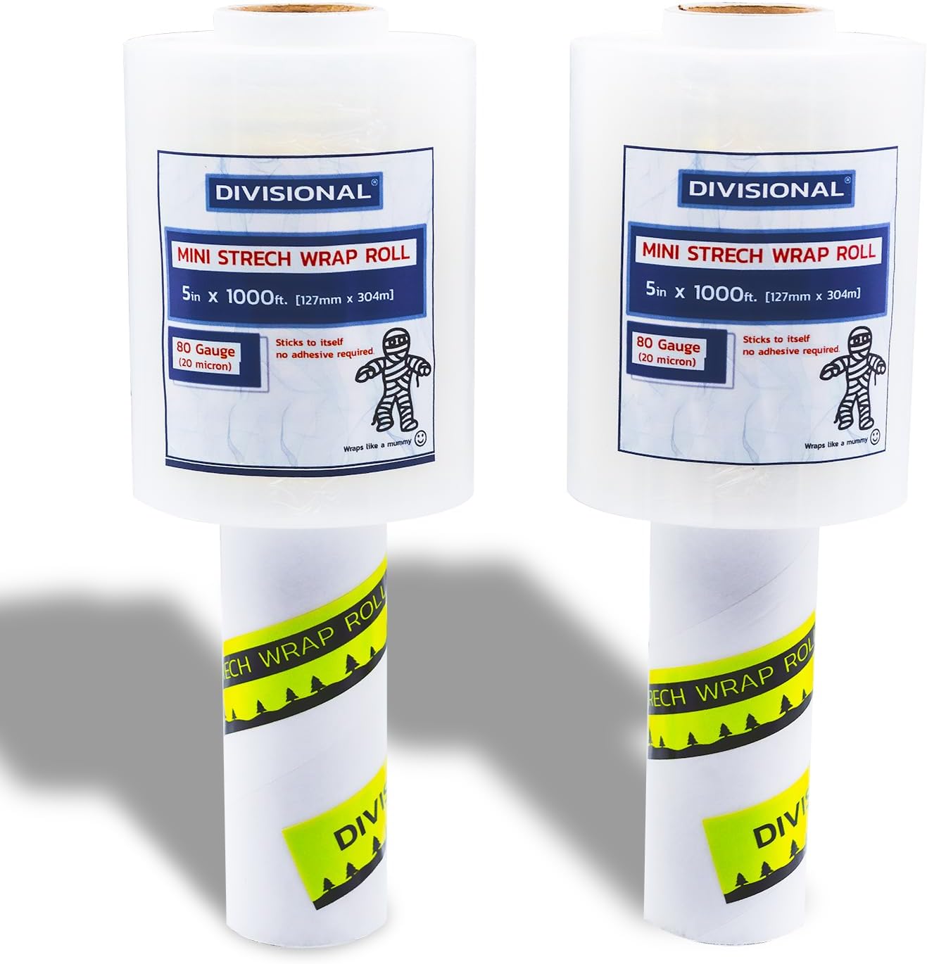 Amazon.com : DIVISIONAL Mini Stretch Wrap Roll 2 Pack 5in x 1000ft ...