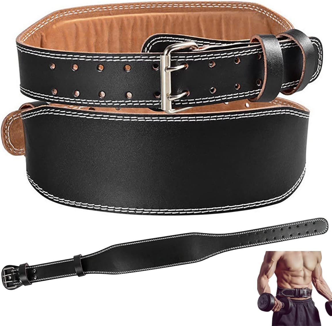 MULTI BLISS® Premium Quality Leather Weightlifting Gym Belt for Squats ...