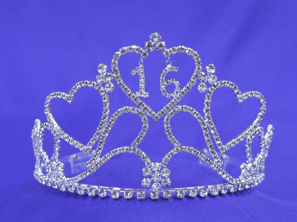 Amazon.com : Sweet 16 Tiara Crown 16th Birthday 16 Wedding Annversity ...