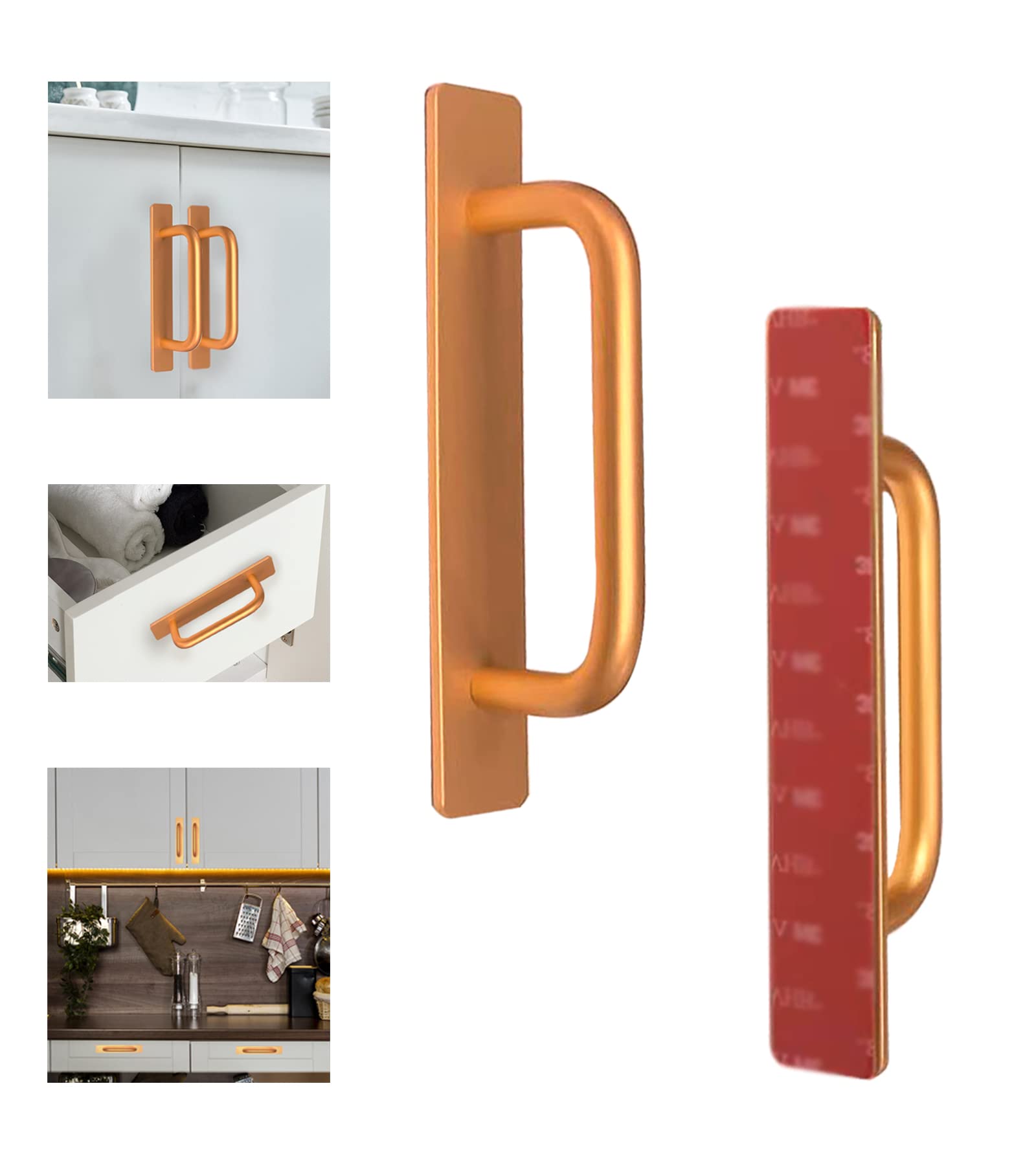 Self-Stick Instant Cabinet Drawer Handles Pulls Aluminum Alloy Drawer ...