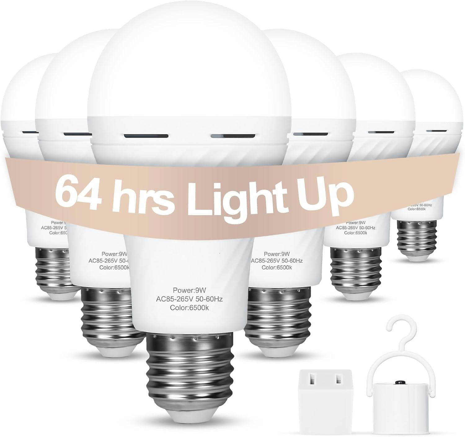 6 Packs Rechargeable Light Bulbs,Emergency Light Bulbs Socket Self ...