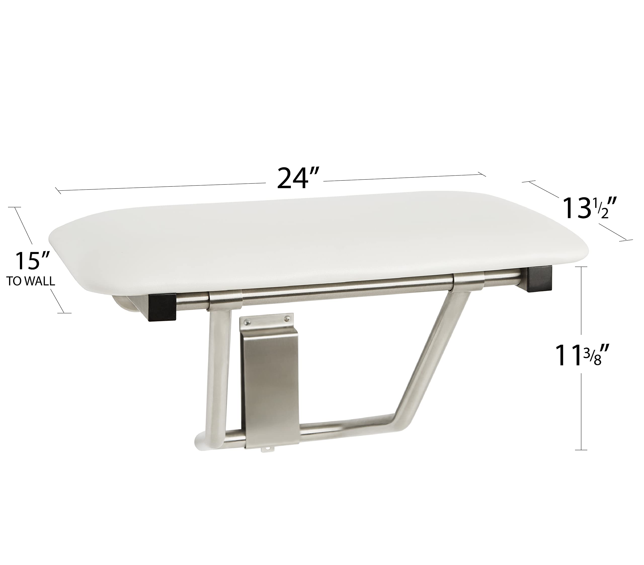Snapklik.com : 24" Wall Mount White Padded Folding Shower Bench Seat ...