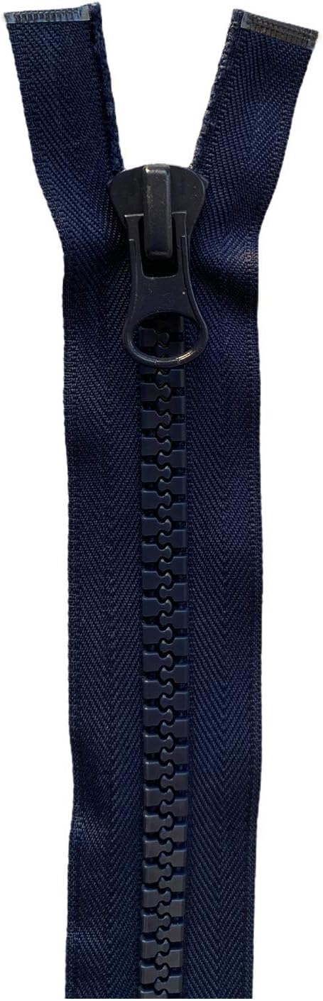 No.10 Heavy Duty Coloured Zip Plastic Chunky #10 Zipper, (Navy Blue ...