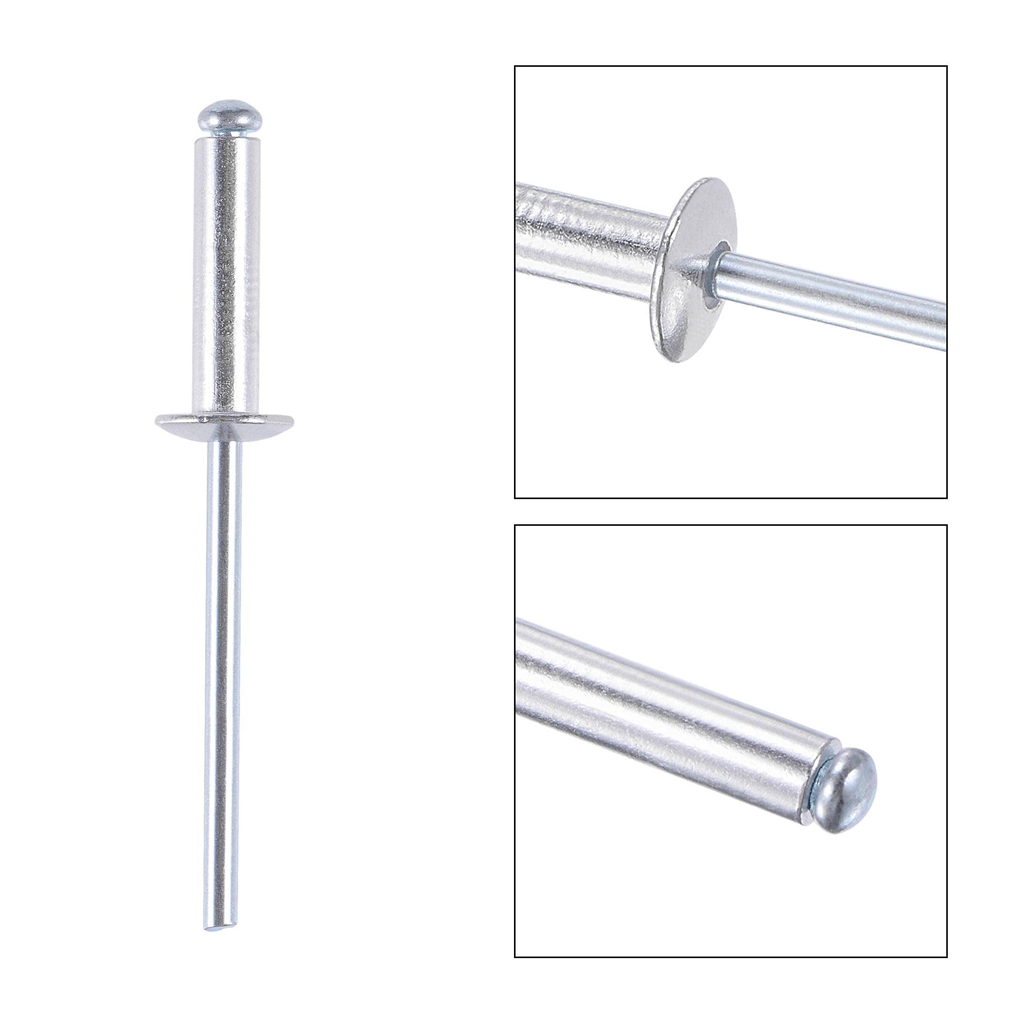16mm Grip Length Silver Rivets Uxcell Aluminum Pull Rivets - 4mm X 16mm ...