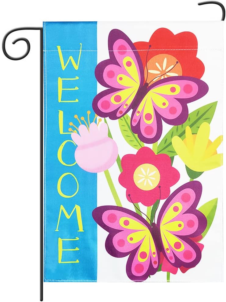 Amazon.com : duahappy Garden Flag for Outside, 12x18 Inch Floral ...
