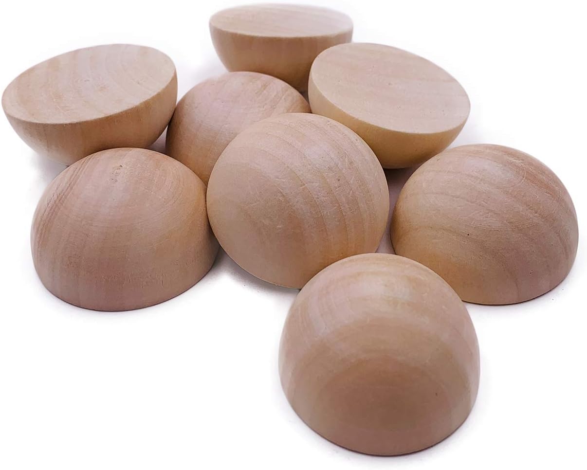 Amazon.com: Unfinished Split Wood Balls 20 Pcs 2 Inch Diameters Half ...