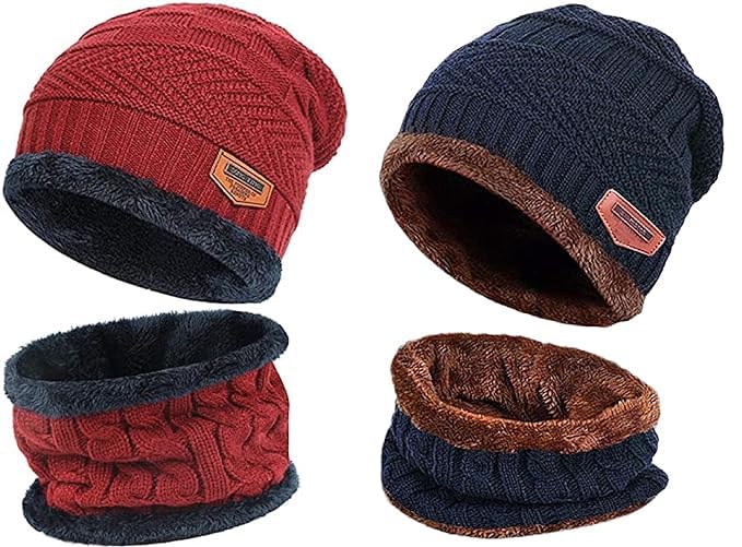 Buy TROHI Woolen Cap/Beanie/Skull Cap & Neck Warmer (Muffler) Combo for ...