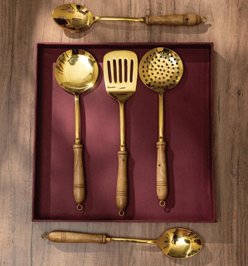 Buy TC Pure Brass ladles | Set of ladles | Set of 5 ladles - 1 Frying ...