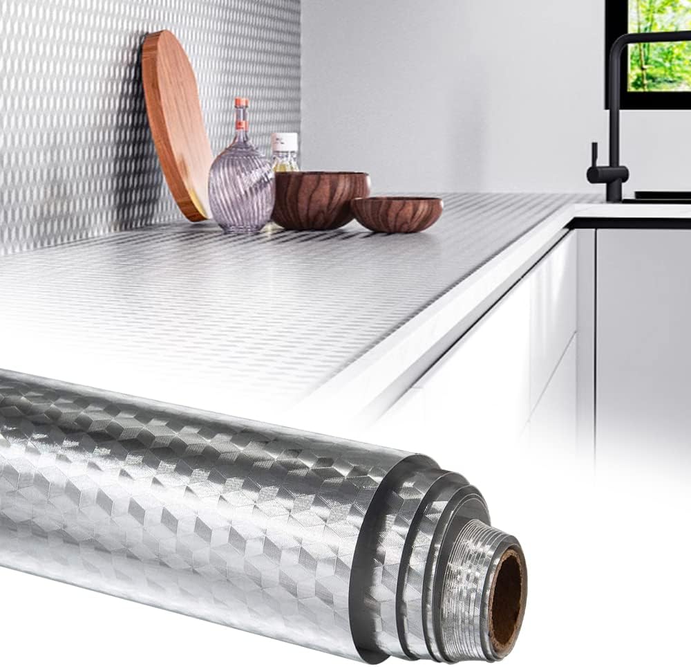 Snillok Kitchen Oil Proof Stickers 15.7x118 Inch Waterproof Aluminum ...