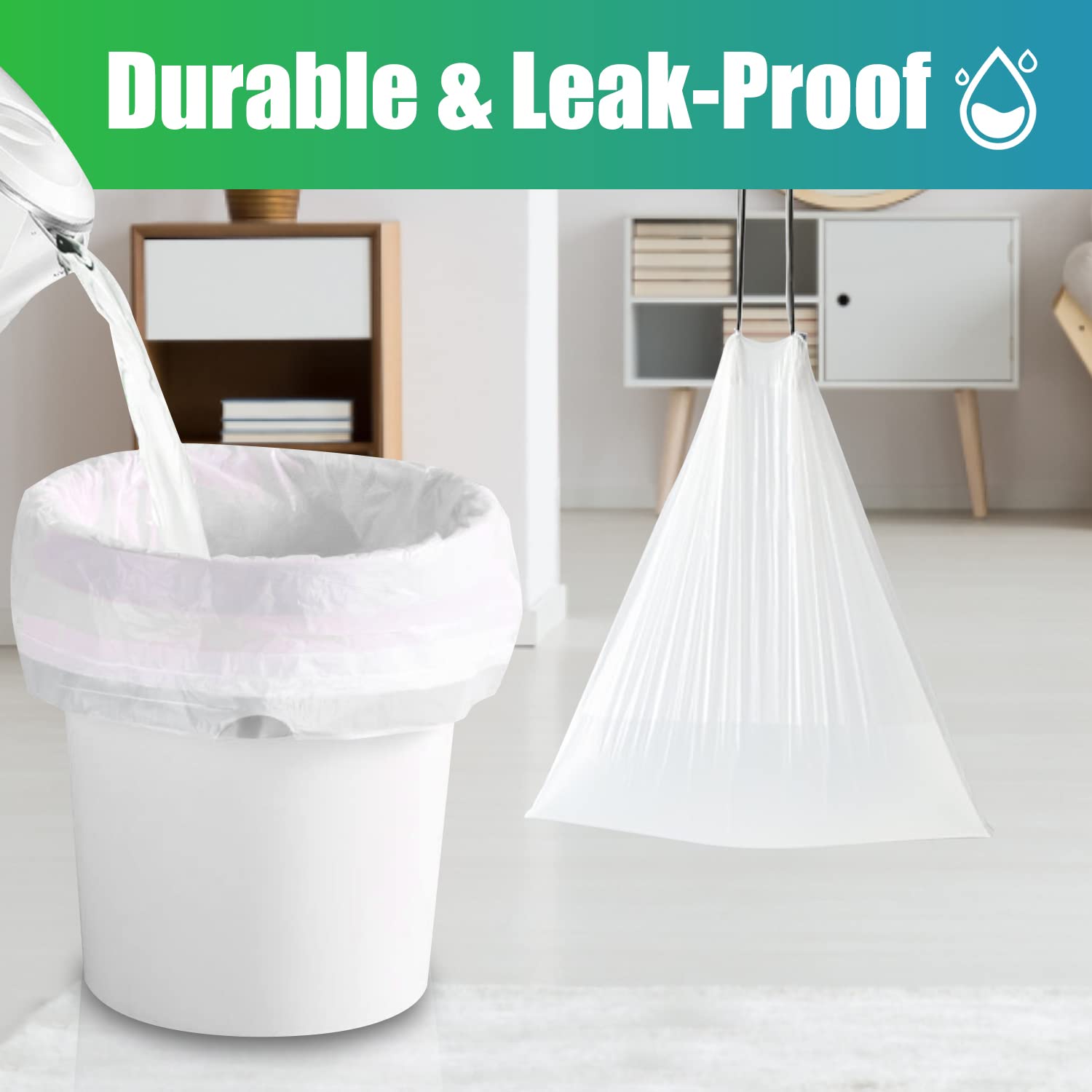Snapklik.com : CHARMOUNT Drawstring 4 Gallon Trash Bags