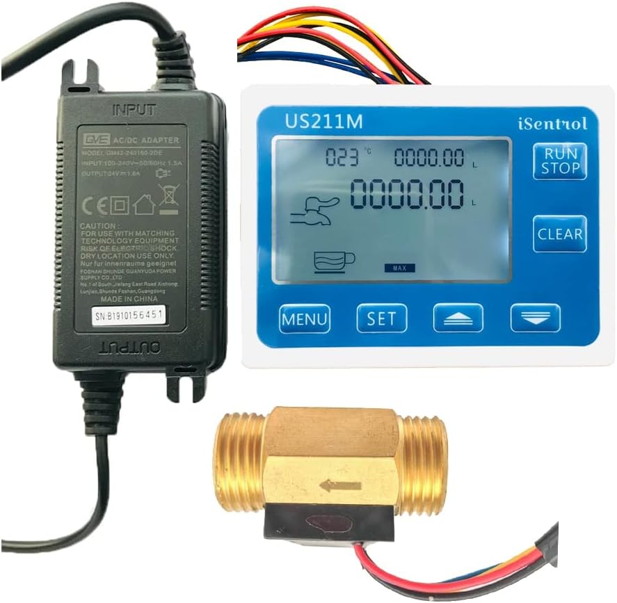 Amazon.com: Water Flow Meter Flow SensorHall Water Flow Sensor Brass 1 ...