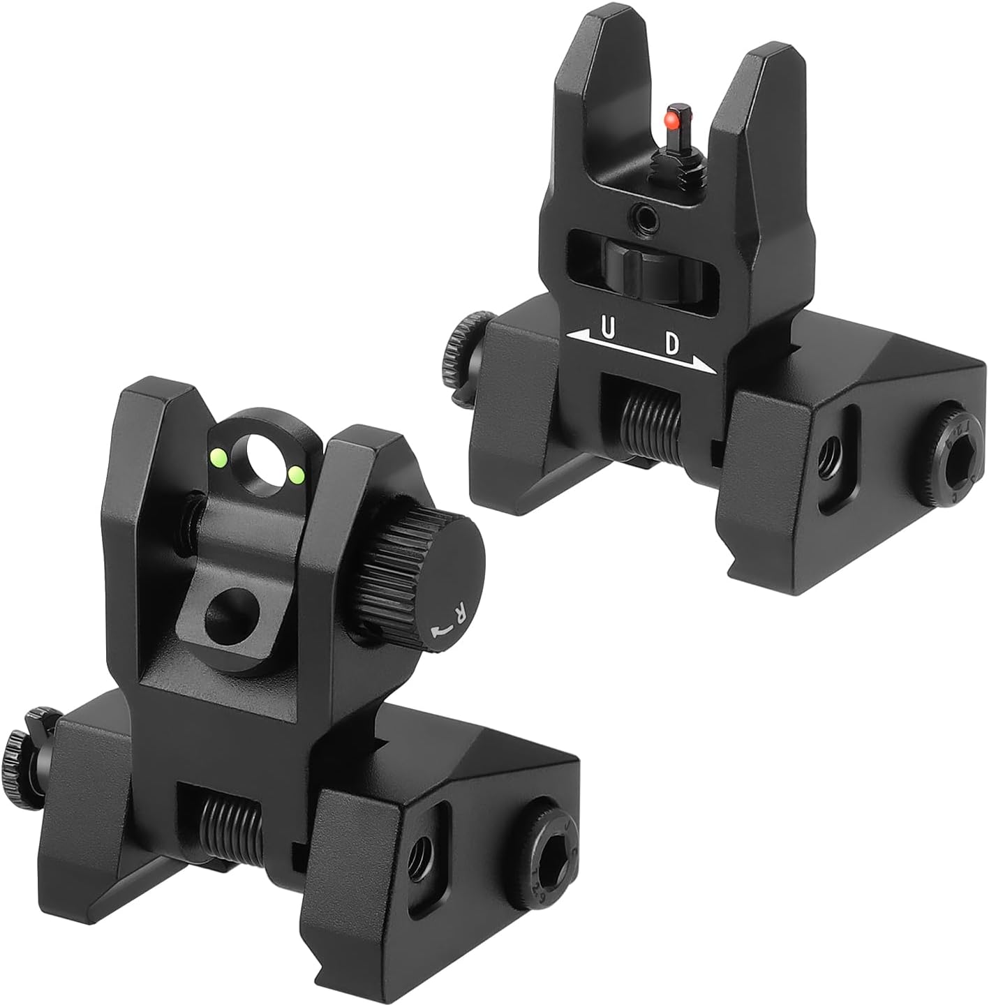 Amazon.com: GOWUTAR Fiber Optic Iron Sights Flip Up Backup Sight Set ...