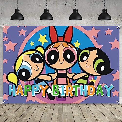 Powerpuff Birthday Party Decorations, 5x3FT Powerpuff Themed - Want It All